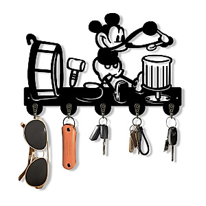 BOVIZIPY Mickey Mouse Cartoon Key Hang Hook, Disney Small Item Storage Rack, Wall Decor Hook,Home Decor, Thanksgiving Day's Gifts for Parents/Child/boy/Girl, Black with 5 Hooks - Key Hook 1