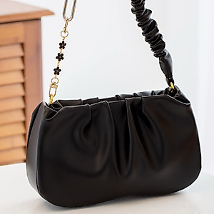 2Pcs Purse Strap Extenders Black White Crossbody Straps Replacement Bag Chains Decoration Accessories 5 Inches Shoulder Chains Extension Fit for Crossbody Handbag Purse Pochette Charms (Plum Bossom S)