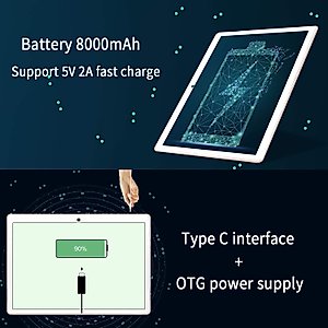 AOYODKG TAB-A22 10 Inch Tablet with Keyboard, Android 10, Octa-core Processor, 64GB Storage, 4GB RAM, 256GB Expandable, WiFi, GPS, 1920x1200 HD Display, Gold
