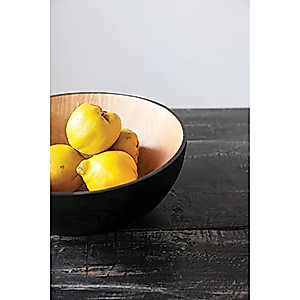 Creative Co-Op Hand-Carved Mango Wood Footed Bowl, 12" L x 12" W x 5" H, Black