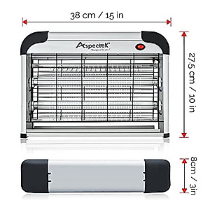 ASPECTEK Powerful 20W Electronic Indoor Insect Killer, Bug Zapper, Fly Zapper, Mosquito Killer-Indoor Use Including Free 2 PACK Replacement Bulbs