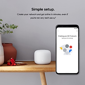 Nest WiFi Router with 1 Point - Mesh Router for Wireless Internet - Wi-Fi Extender with Smart Speaker - Works with Nest WiFi and Google WiFi Home Wi-Fi Systems - Snow (Renewed)