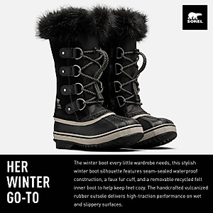 Sorel Youth Unisex Youth Joan of Arctic Waterproof Boots - Black, Dove - Size 4