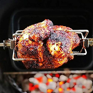 onlyfire 6102 Stainless Steel Grill Rotisserie Forks(1-Pair)-Fits for Weber 3/8" and 5/16" Square Spit Rods