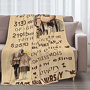 ZORKET 60th Wedding Anniversary Blanket Gifts for Couple Parents Ideas 60"x50"