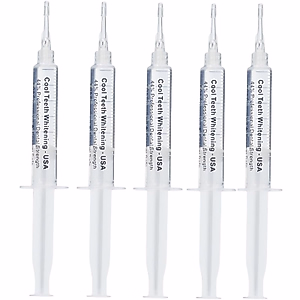 Teeth Whitening Gel for Trays 5 Pcs Fast Acting Teeth Whitening Gel Refill with Strongest 44% Carbamide Peroxide Gel, 2 Bleach Trays Included for Teeth Bleach, Enamel Safe, Gluten Free and Vegan