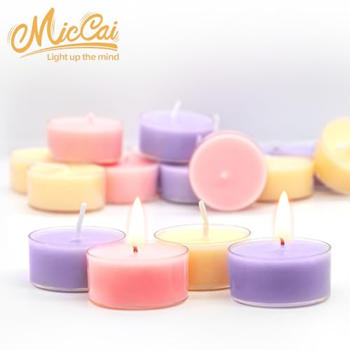 MicCai Vanilla Scented Small Candles - 8 Pack | Burning time 4-5 Hours Each | Made of Natural Soy Wax | Create a Relaxing Atmosphere | Scented Home Decor-Tea Candle-Vanilla Series