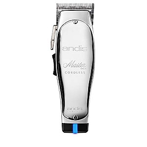 Andis 12470 Professional Master Corded/Cordless Hair & Beard Trimmer, Adjustable Carbon Steel Blade Hair Clipper for Close Cutting, Chrome, Silver - 5 Piece Set