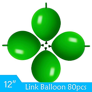 ADIDO EVA Link Balloons Green 12 Inch Quick Latex Link Balloon 80 Pcs for Birthday, Halloween, Christmas, Party Festival Decorations