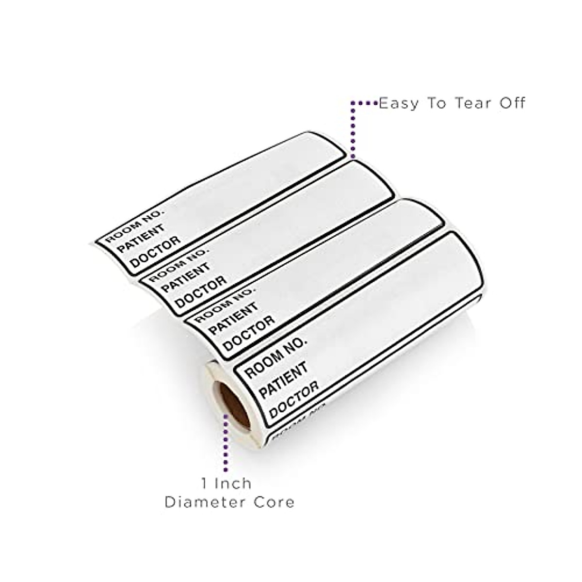 Carstens Patient I.D. Adhesive Medical Chart Labels for 1.5” – 4” Ring Binder Spines – Pre-Printed Sticker Labels (Room No. / Patient/Doctor), 5 3/8” x 1 3/8”, White, Roll of 200
