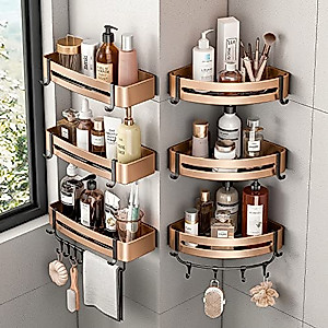 Lovelyduo 2-Pack Shower Corner Shelf Bathroom Corner Shower Caddy Organizer for Kitchen Toilet No Drilling Bathroom Corner Shelves Shower Caddies
