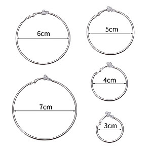 5 Pairs Silver Clip on Earrings Hoop Non Piercing Women Clip Earrings for Women, 5 Sizes