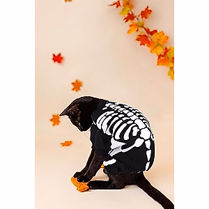 Hying Halloween Pet Costume for Dogs Cats, Halloween Skeleton Dog Costumes Clothes Pet Jumpsuit Shirt Outfits Costume Skull Hoodie Pet Clothes Apparel for Puppy Dog Cat Cosplay Dress Up Supplies (L)