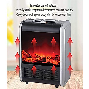 VOMKR Large Electric Stove Fires Freestanding, 1500W Freestanding Indoor Electric Fireplace with Thermostat Control Portable Freestanding Fireplace