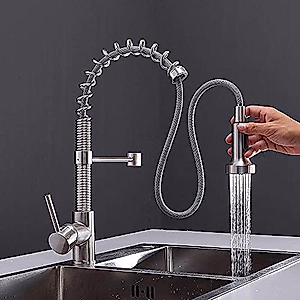 Spring Pull Out Kitchen Faucet Nickel Pull Down Kitchen Sink Faucet Luxury Hot & Cold Total Brass Kitchen Mixer tap Black