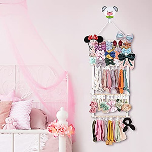 LMIP Headband Holder Girl Hair Bow Organizer, Hanging Baby Headband Holder for Toddler Girls Room, Closet, Wall (White)