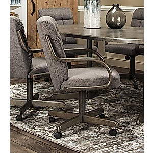 Caster Chair Company Garrett Swivel Tilt Caster Dining Arm Chair in Smoke Tweed Fabric (1 Chair)