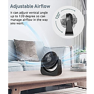 HonHey 6 Inch Desk Fan, Portable Fan with 4000mAh Battery Operated, 120°Rotatable Personal Mini Fan, 3 Speeds Small Fan Quiet, Powerful Air Circulator Fan for Bedroom Office Travel Dorm Room