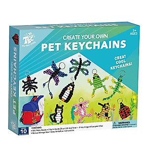 TBC The Best Crafts 641 PCS Bead Pets Crafts for Kids Pony Beads Pet Keychain Craft Kit DIY Keychain Kit Create Your Own Backpack Hook Keyring Lanyard Clips Kit Craft Projects Art Toys for Girls Boys