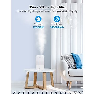 Govee Smart Humidifier H7141 Bundle with Govee Bluetooth Digital Hygrometer Indoor Thermometer, Room Humidity and Temperature Sensor Gauge with Remote App Monitoring, Large LCD Display