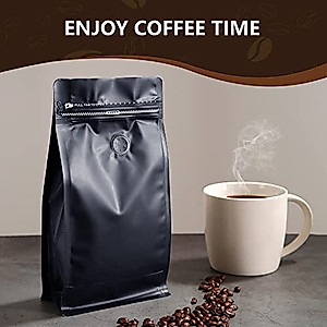 Coffee Bags with Valve - 50 Count Resealable Flat Bottom Pouch - 8 Ounce Vented Coffee Packages Bags with Zipper by Absorated