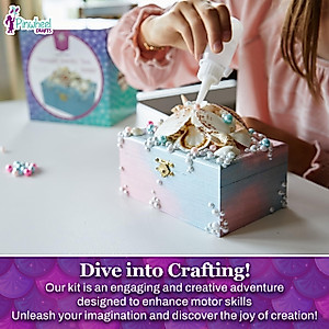 Pinwheel Crafts Mermaid DIY Jewelry Box Kit for Girls Ages 4+ - 530Pcs Make Your Own Jewelry Box - Mermaid Treasure Kids Gift - Painting Arts and Crafts for Girls 4-6