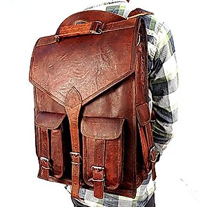 Shy Shy Let’s Touch The Sky 18" leather backpack Laptop Messenger Lightweight School Bag Rucksack Sling Men (13" (W) x 18" (H))