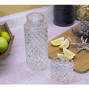 Bedside Water Carafe and Glass Set, Carafe, Water Carafe, Nightstand Carafe, Bedside Carafe, Mouthwash Decanter, Bedside Carafe and Glass Set, Carafe With Cup, Bedside Water Carafe, 24.70 Oz (Shiny)