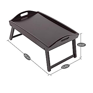 MengK Convenient and Stylish Foldable Curved Breakfast Tray in Brown - Enjoy Breakfast in Bed or Work from Anywhere with This Portable Tray