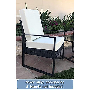 CozyLounge Indoor Outdoor Water Repellent High UV Resistant Patio Chair Cushion Cover (22"x22"x4" (4 Covers), Cream White)
