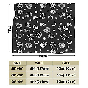 MSGUIDE Moon Gothic Pattern Throw Blanket for Couch Cozy Flannel Bed Blanket Soft Lightweight Warm Decorative Blanket for Sofa, Travel - All Seasons Suitable for Girls Boys Women Men