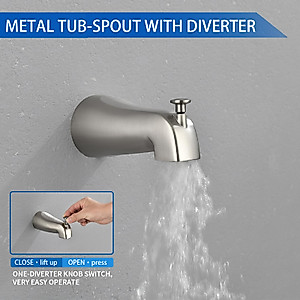 Shower Tub Kit Dual Shower System with Tub Spout Tub and Shower Faucet Set Complete Dual Shower Head and Handheld Combo Set Tub and Shower Trim Kit Brushed Nickel 88056BN