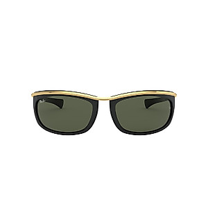 Ray-Ban RB2319 Olympian I Oval Sunglasses, Black/G-15 Green, 62 mm