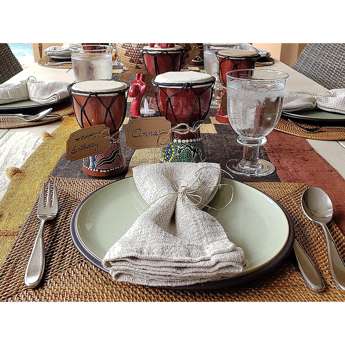 Novelty Decorative Djembe 6" high x4" top (Abstract, 6 Inch)