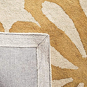 SAFAVIEH Dip Dye Collection 3' x 5' Beige / Gold DDY527M Handmade Floral Watercolor Premium Wool Area Rug