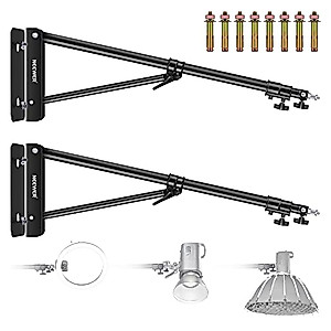 Neewer 2-Pack Triangle Wall Mounting Boom Arm for Photography Studio Video Strobe Lights Monolights Softboxes Umbrellas Reflectors,180 Degree Flexible Rotation,Max Length 70.8 inches/180CM (Black)