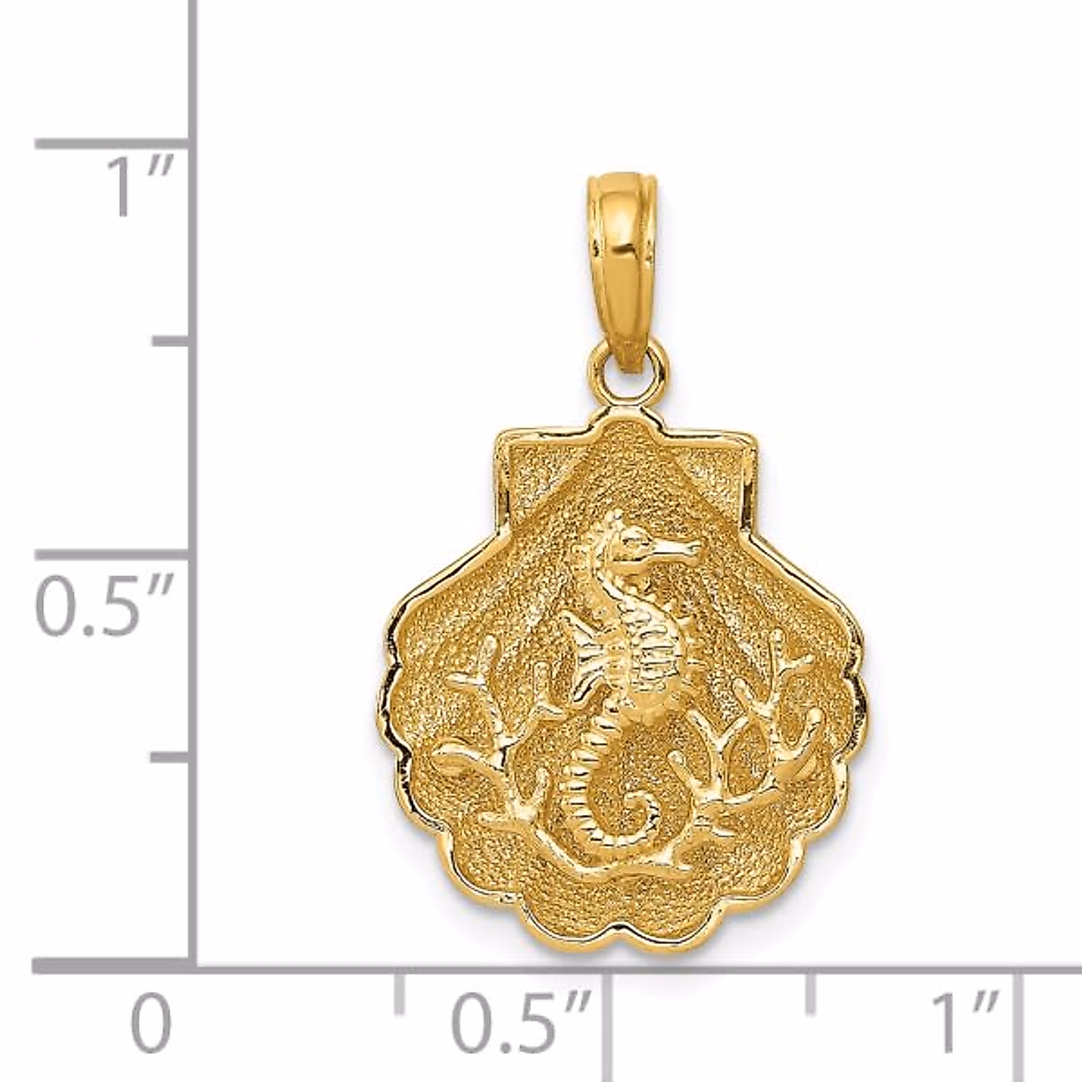 IceCarats 14K Yellow Gold Seahorse Shell Necklace Charm Pendant Only