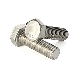 M8-1.25 x 20mm Hex Head Bolts Hexagon Screws, 304 Stainless Steel 18-8, Plain Finish, Fully Threaded, 25 PCS