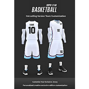 DVGEY Custom Basketball Jerseys Any Name Number Team Logo - Basketball Jerseys for Men/Women/Boys/Kids/Adult -Quick Dry Basketball Uniform-White