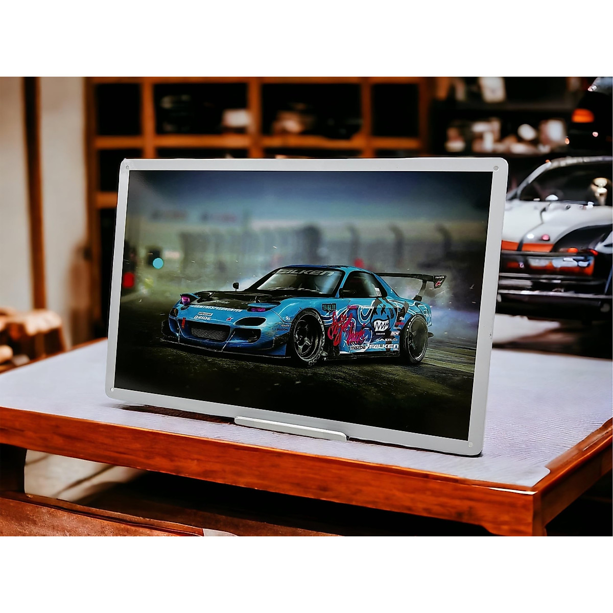 TINITIAL 1990' JDM Car Tin Sign Metal Poster Plaque 4 in 1 set of Honda NSX Mazda RX7 Nissan S13 Supra A80 Vehicle Wall Decor Art Picture Gift Painting for Any Seasonal Occasion 8"x12"