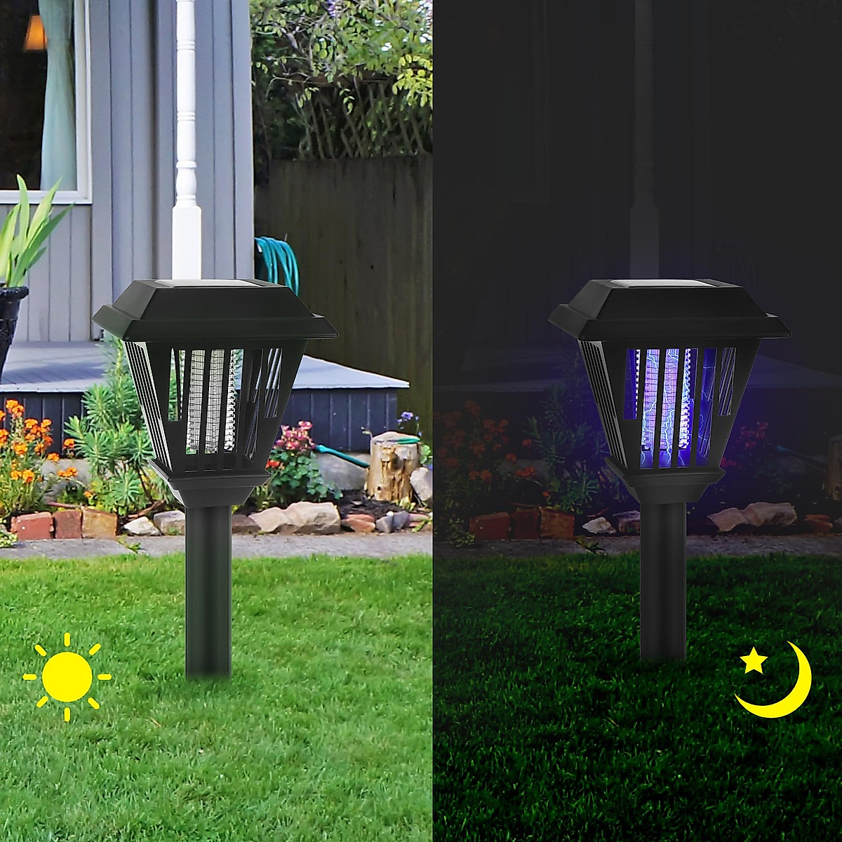 2024 New Solar Bug Zapper Outdoor,Mosquito Zapper Outdoor Mosquito Killer for Bug Gnat Fly Small Flying Insect Mosquito Repellent for Patio Yard Garden Farm,Waterproof Bug Lights for Outside,2 Pack