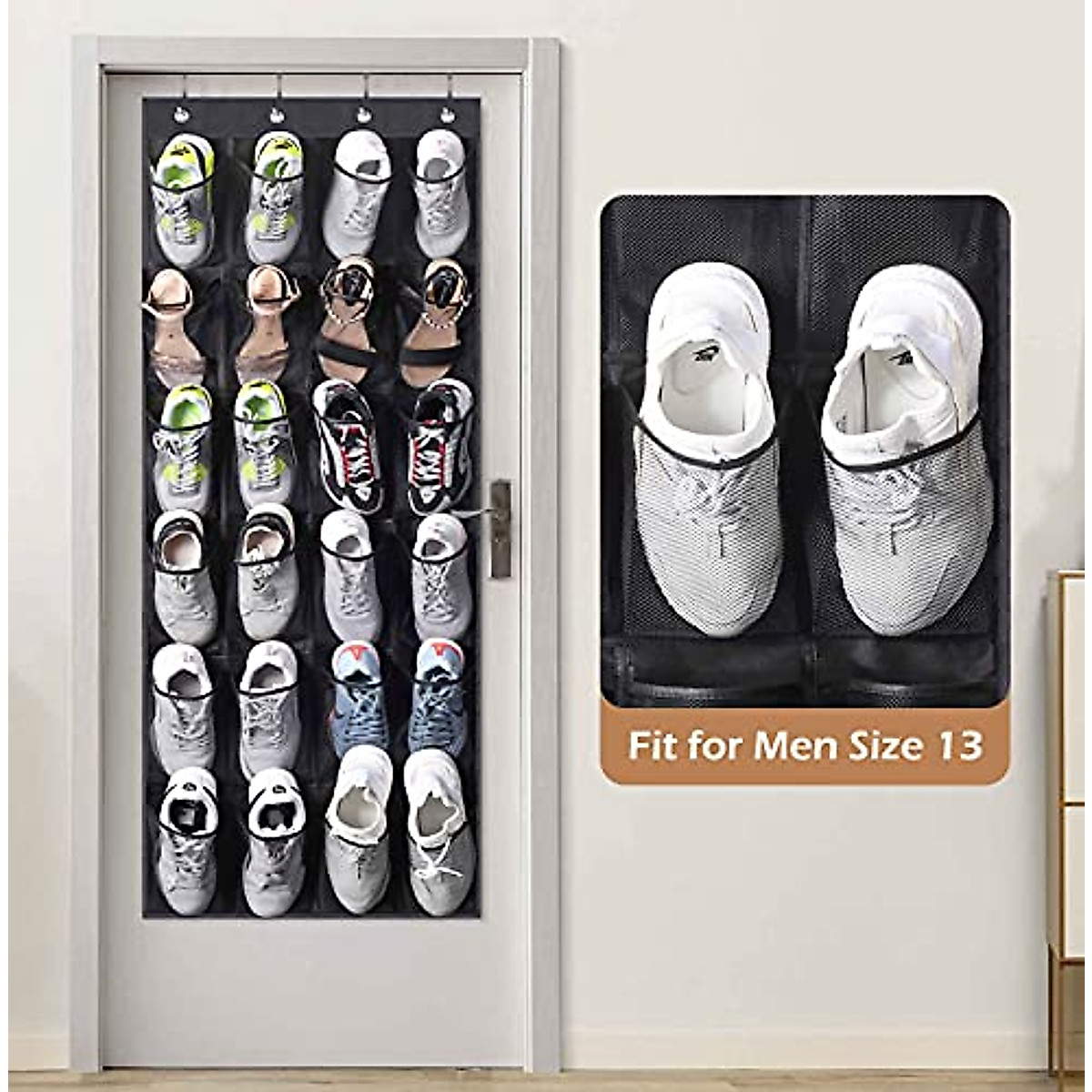 SLEEPING LAMB 8 Shelves Hanging Shoe Rack and 24 Pockets Door Shoe Organizer