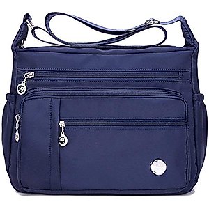 Waterproof Nylon Shoulder Crossbody Bags - Handbag Zipper Pocket Tote Bag Purses Satchel for Ladies Women Girls (Small bag-blue)
