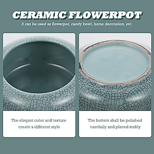 NOLITOY Round Ceramic Planter Cylinder Vases Ceramic Succulent Pots Flower Planter Pot Vintage Hhydroponic Container Bonsai for Home Office Table Living Room Blue Fish Bowl