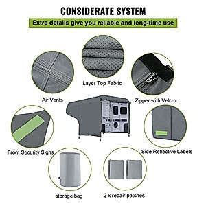 VEVOR RV Cover, 10'-12' Travel Trailer RV Cover, Windproof RV & Trailer Cover, Extra-Thick 4 Layers Durable Camper Cover, Waterproof Ripstop Anti-UV for RV Motorhome with Adhesive Patch & Storage Bag