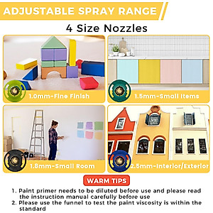 Cordless Paint Sprayer with Battery, HVLP Spray Paint Gun with 1 Fast Charger, 4 Copper Nozzles & 3 Spray Patterns, Electric Paint Sprayer Gun for House Painting, Yellow