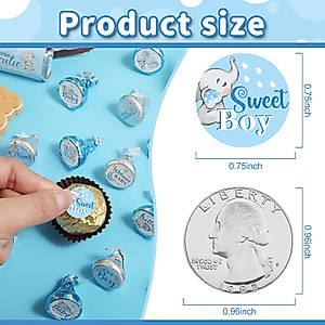 504 Pieces Baby Elephant Stickers Elephant Candy Stickers Labels Elephant Kisses Sticker Chocolate Mini Decorations for Sweet Girl Boy Baby Shower Birthday Party Supplies (Blue)