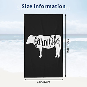 Zahika Farmlife Cow Beach Towel Absorbent Bathroom Towels Beach Towels Oversized Super ​32x52 Inch