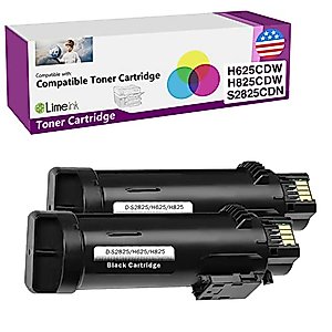 Limeink 2 Black Compatible Replacement Cartridges for Dell H625cdw H825cdw S2825cdn High Yield Laser Toner Cartridges for Smart Color Printers H625 H825 s2825 Ink