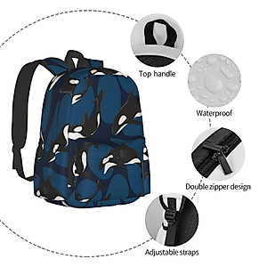 MZERSE Backpack for Men Women Backpack Compatible with Ocean Orca Killer Whale Outdoor Travel Daypack, Muiltifunction Bookbag Anti-Theft Laptop Bag Backpack Gym Bag with Soft Shoulder Strap